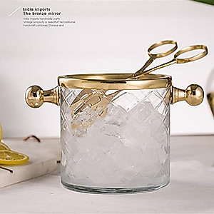 CUJUX Handmade Brass Glass Ice Bucket With Ice Clip Dining Table Cooler Wine Wine Rack Ice Bucket Champagne Can Cooler