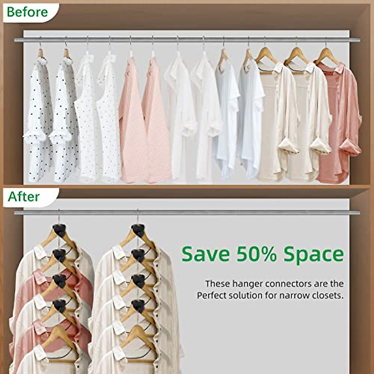 MQUPIN Space Saving Hanger Hooks,Clothes Hanger Connector Hooks,Closet Organizers and Storage Shelves Hanger Extender for Heavy Duty Cascading Connection Hook (30PCS)