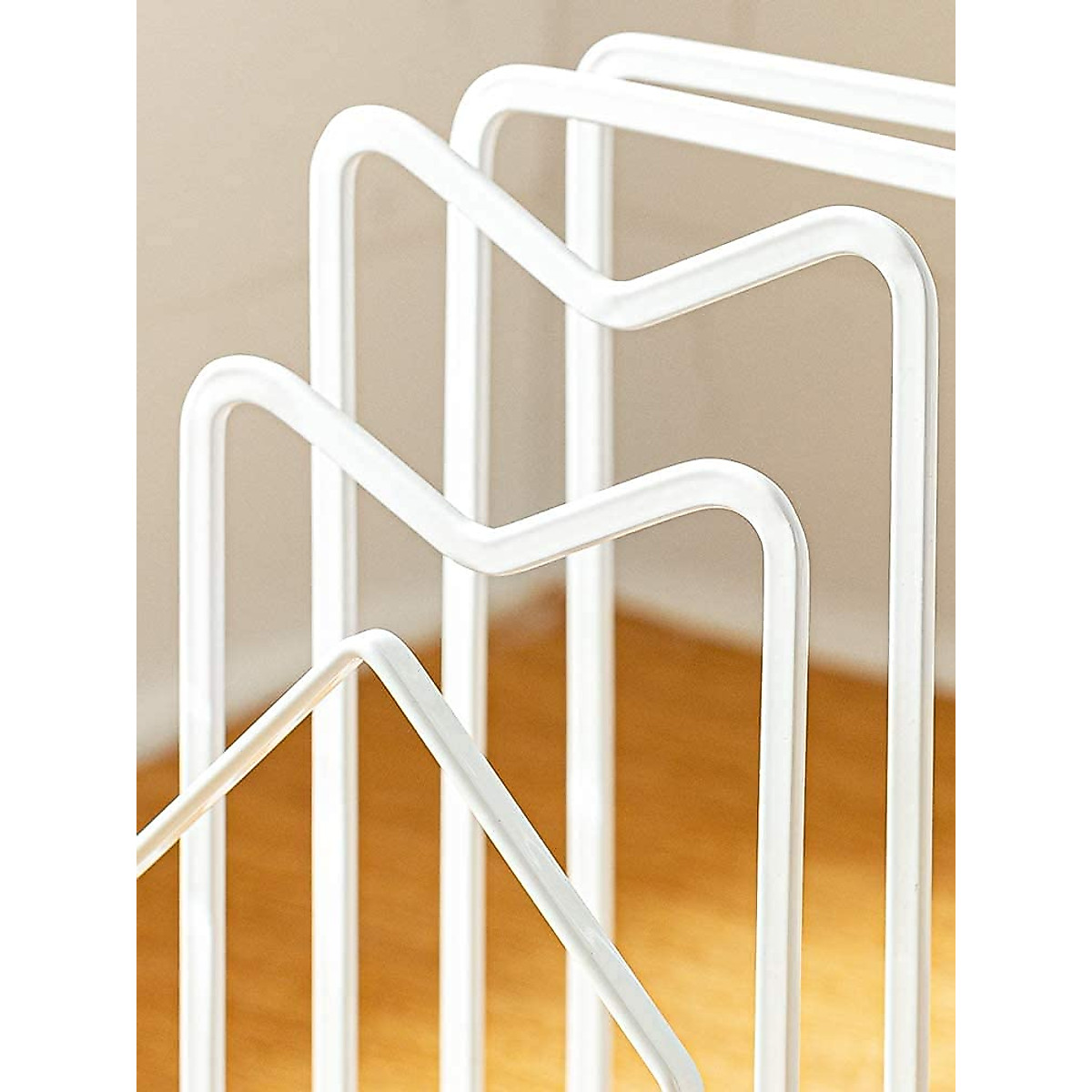 LINFIDITE Cutting Board Rack Chopping Board Organizer Stand Holder Kitchen Countertop Pots Pan Lids Rack Organizer Flat Steel 4.92Lx5.71Wx8.46H in. White