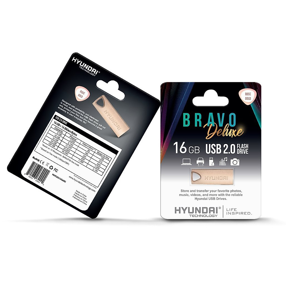 HYUNDAI Bravo Deluxe 16GB USB 2.0 Metal Flash Drive with Keychain - Max. Read Transfer Rate 10MB/s and Max. Write Transfer Rate 3MB/s [Rose Gold] Components U2BK/16GARG