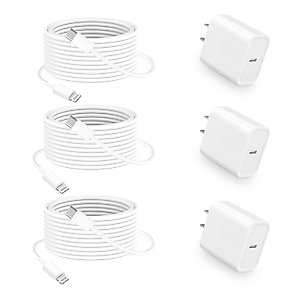 iPhone Charger Fast Charging,3-Pack 20W Type C Fast Wall Charger,USB C Charger Block for iPhone 14/13 Pro/12 Mini/11 Pro Max/X/XS/8,iPad Pro/Air/Mini,AirPods with 6.6FT MFi Certified Lightning Cable