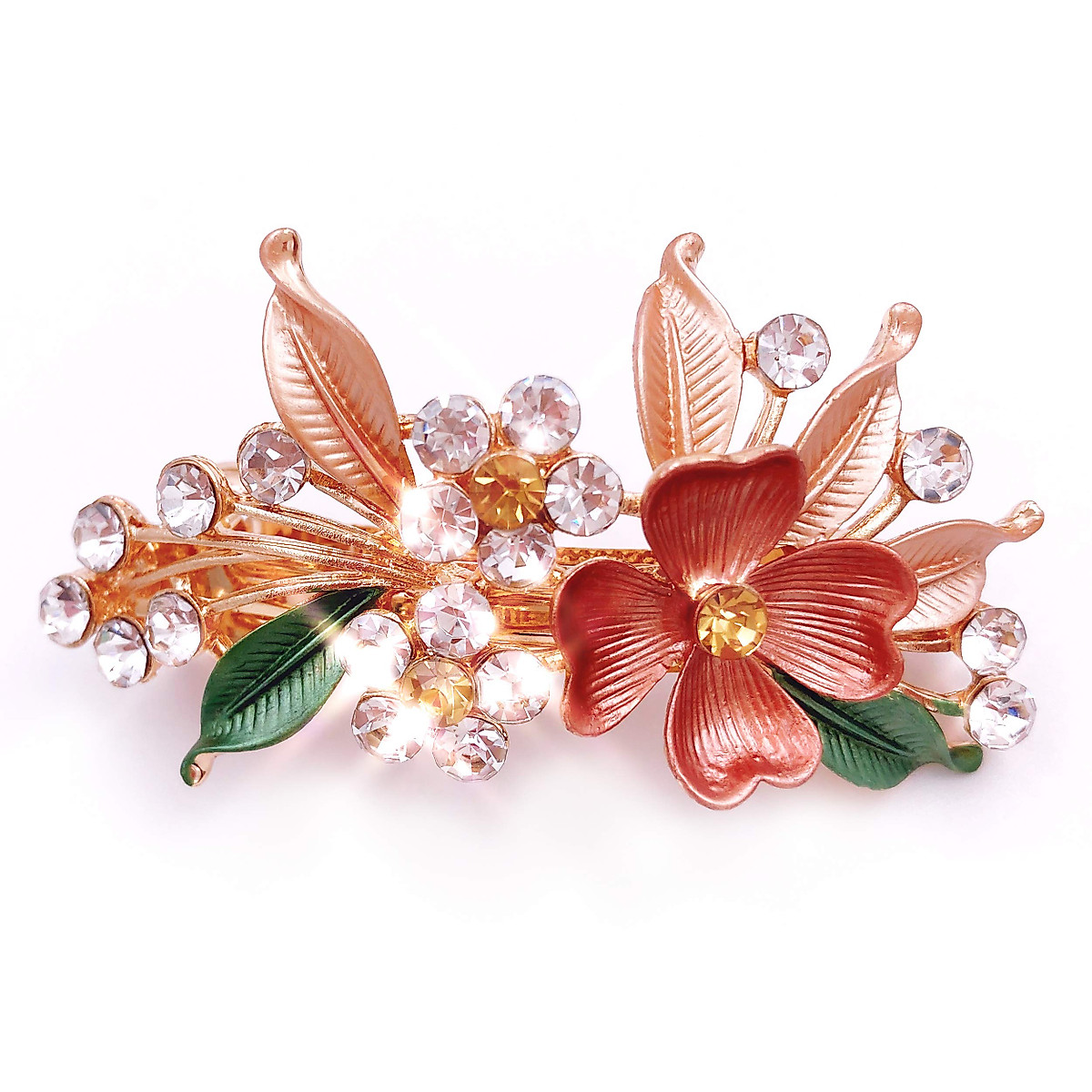 4PCS Colorful Vintage Flower Design Metal Small French Barrettes Hair Clasps Accessories Women