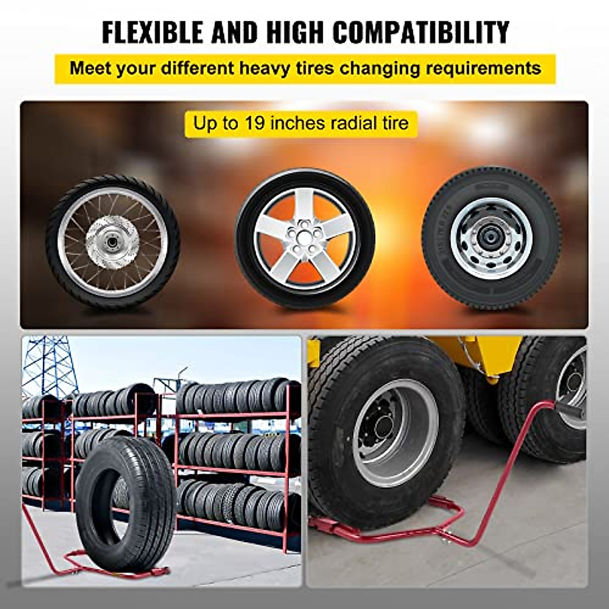 VEVOR Tire Dolly 300 LBS Load Capacity Wheel Dolly Truck Tire Wheel Dolly Heavy Duty Cart Easy to Use Tire Lifting Tool, Red
