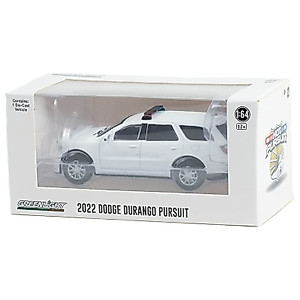 Greenlight 43003-L Hot Pursuit - 2022 Dodge Durango Pursuit Police- White with Light Bar & Push Bar (Hobby Exclusive) 1:64 Scale Diecast