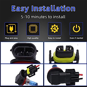 Kewucn 2 PCS H8/ H9/ H11 Car Female Adapter Wiring Harness Sockets Wire, Universal Headlight Lampholder Wire for Headlights or Fog Lights, Durable and Corrosion Resistant Headlight Wiring Harness