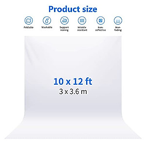 NEEWER 10 x 12FT / 3 x 3.6M PRO Photo Studio Premium Polyester Collapsible Backdrop Background for Photography, Video and Television (Backdrop ONLY) - White