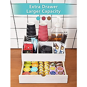 Honizer Coffee Station Organizer with Coffee Pod Drawer, Wooden Coffee Bar Organizer for Countertop, Tea Bag Organizer, Coffee Bar Accessories