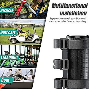 WALI Portable Speaker Mount for Outdoor Golf Cart Railing, Bike or Boat, Adjustable Strap Fits Most Bluetooth Wireless Speakers Attachment Accessory Holder (SSH001-B), Black
