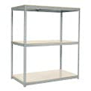 Global Industrial Wide Span Rack with 3 Shelves Laminated Deck, 1100 Lb Cap Per Level, 96" W x 36" D x 96" H, Gray