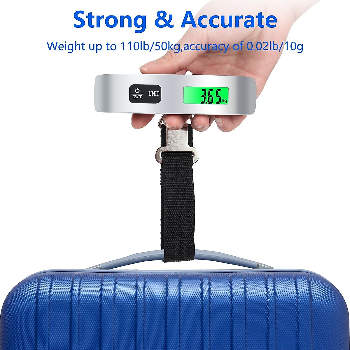 VIGIND Digital Luggage Weight Scale,110lbs Portable Handheld Scale with Backlit LCD Display&Hook,Suitcase Scale with Temperature Senso,Travel Essentials Accessories for Travel - Battery Included