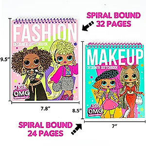 L.O.L. Surprise! O.M.G. Ultimate Fashion Designer by Horizon Group USA, Color & Create Outfits & Make-Up Looks for The O.M.G. Sisters, Includes 2 Sketchbooks, 5 Surprises, Stickers, Stencils & More