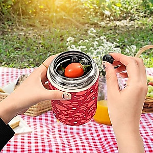 CUPADA Cats Dogs Paw Print Food Jar for Hot and Cold, Insulated Food Jars Vacuum 17OZ with Folding Spoon for Work Trip Picnic Camping