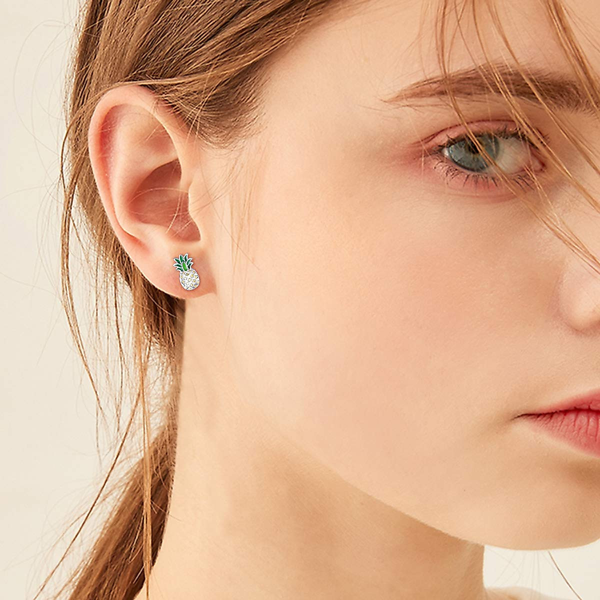 Pineapple Earrings Gifts for Her Women Sterling Silver Pineapple Stud Earrings Jewelry Studs Gifts for Women Teens