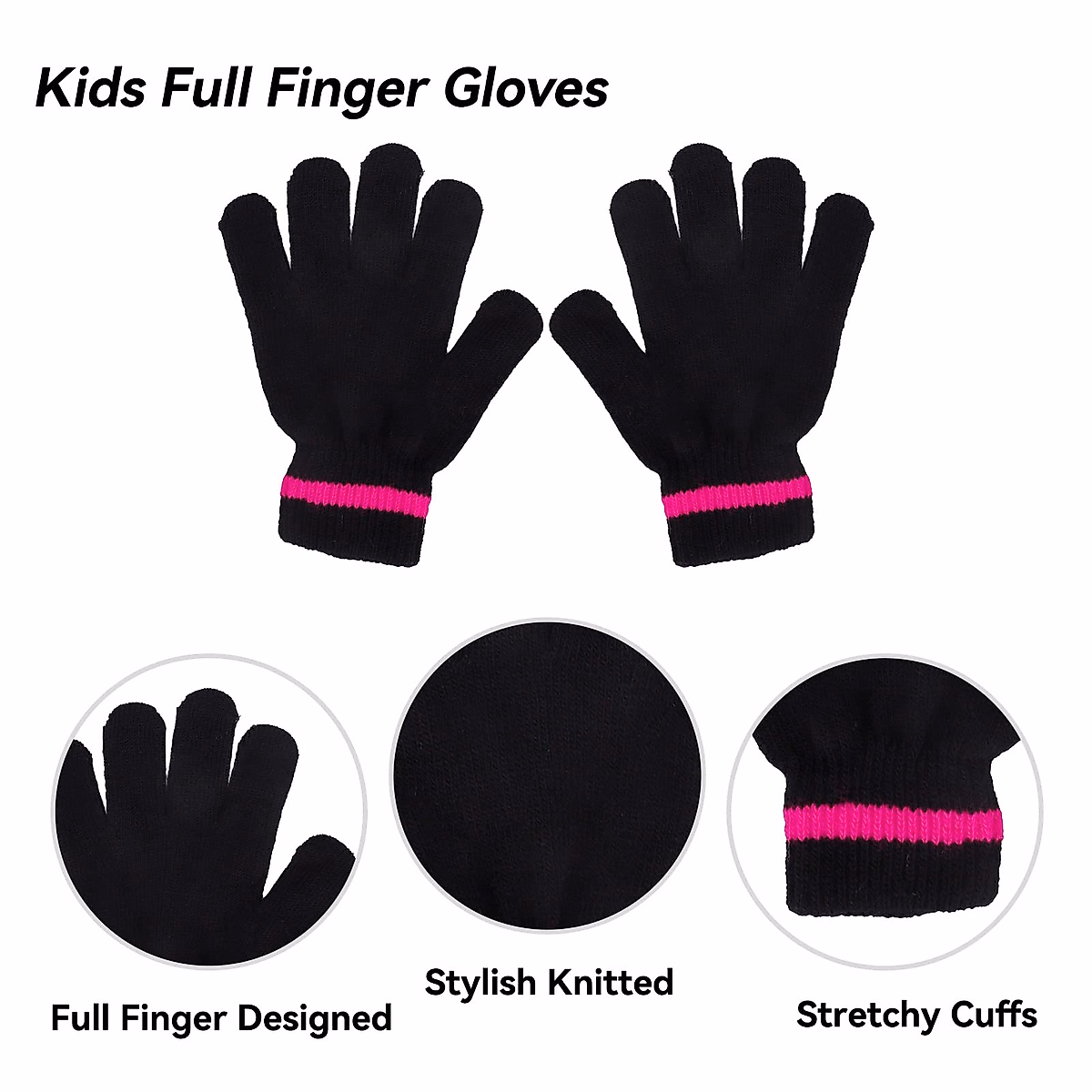 Girl Knit Cat Ear Beanie Hat and Glove Set Kids Winter Earflap with Braided Ski Skull Cap Mitten Set Age 3-7