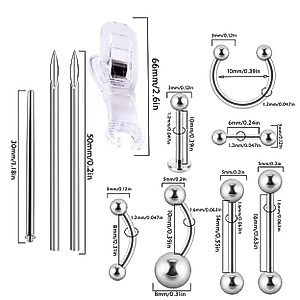 CHUANCI 24PCS/Lot Belly Button Nail Tool, Internal Thread Lip Nail Tongue Nail Piercing Kit, Disposable Ear Bone Nail Eyebrow Nail Nose Piercing Tool Set