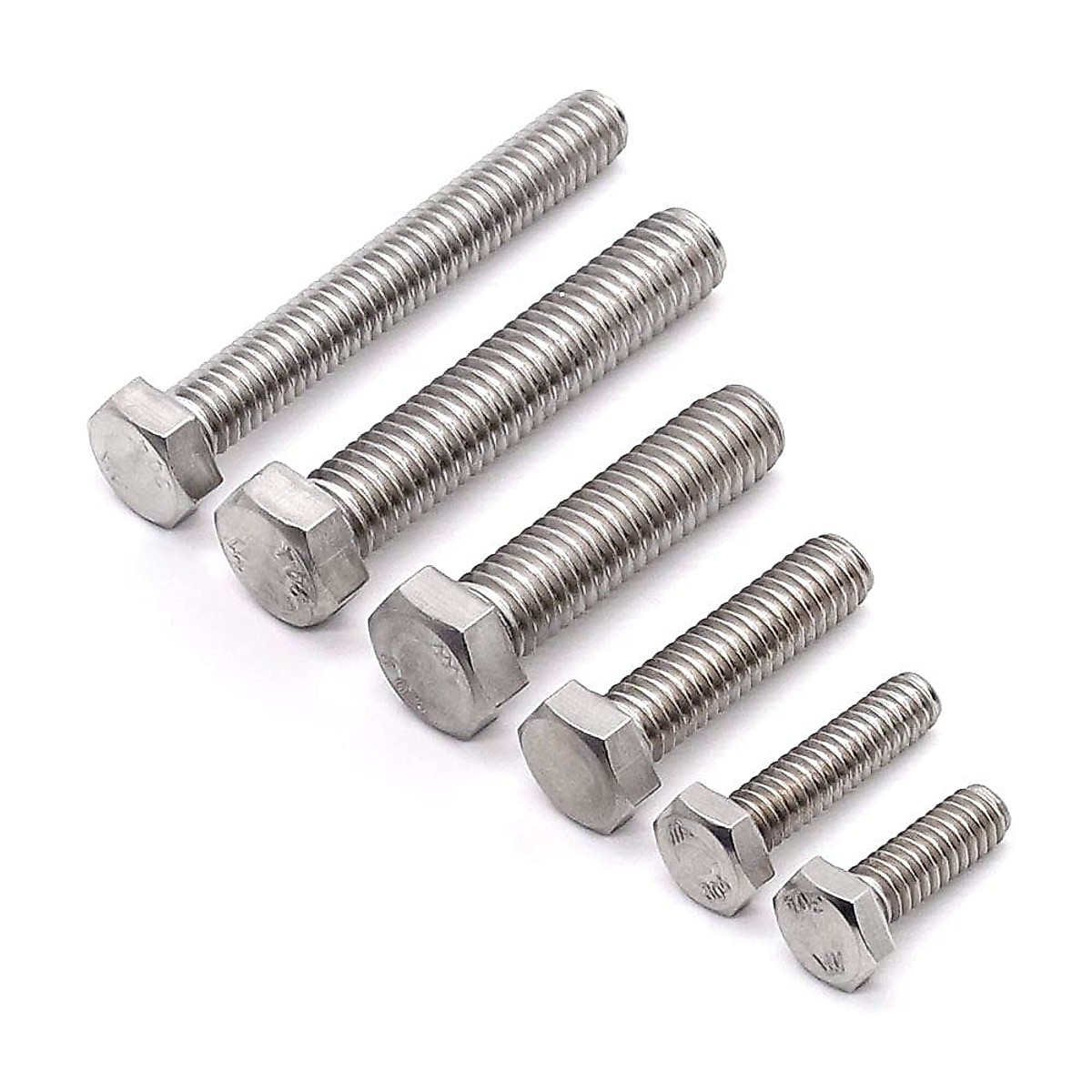 7/16-14 x 2-1/2" (8 pcs) Stainless Steel Hex Head Screws Bolts (3/8" to 6" Available), 18/8 Stainless Steel 304, Fully Threaded, Machine Coarse Thread, No Coating, Plain Finish
