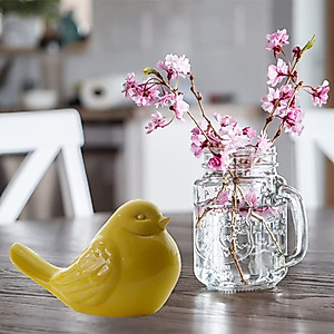 XIOU Ceramic Birds, Porcelain Bird Figurine Statue, Animals Figurines Ornaments, Mini Bird Home Decoration, Statues Decor for Garden Living Room Bedroom Office, Wedding Decor (Yellow)