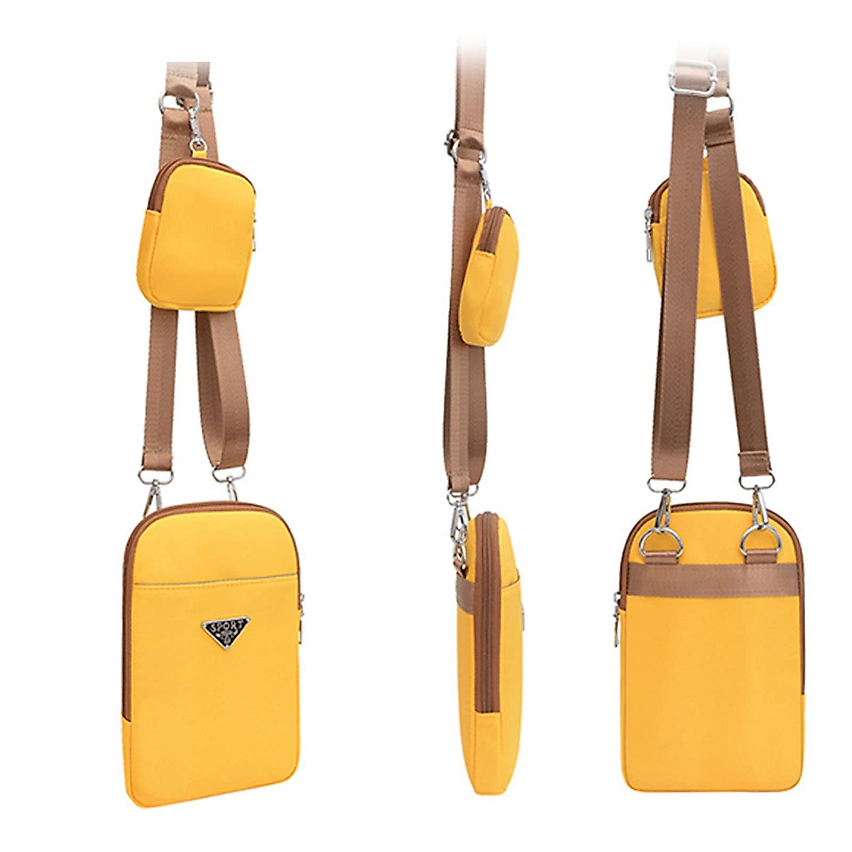 Valentoria Small Crossbody Bag Cell Phone Purse Womens Small Travel Messenger Wallet Casual Sport Daypack Zipper Coin Pouch Lightweight (Yellow)