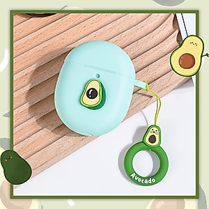 Newseego for Google Pixel Buds Pro(2022) Case, Cute 3D Funny Protective Cover Soft Silicone Cartoon Anti-Lost Shockproof Case with Ring Buckle Keychain Design-Avocado