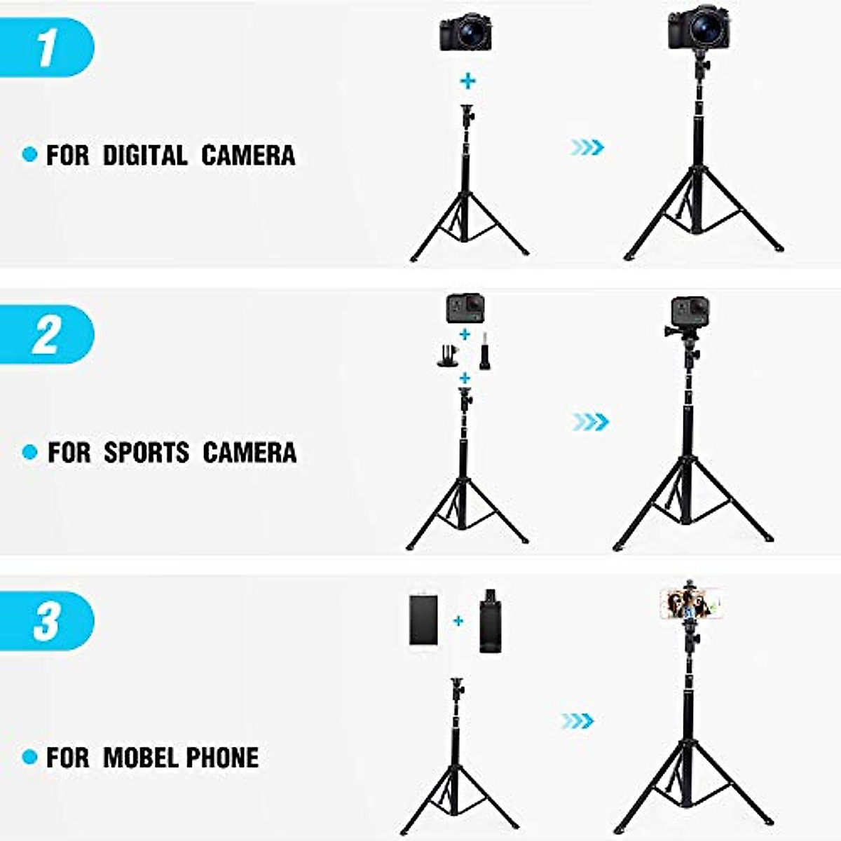 Selfie Stick Tripod 52 Inch Cell Phone iPhone Tripod Stand with Bluetooth Remote Smartphone for iPhone 11 Xs X 6 7 8, Android Cellphone Gopro Camera Mount Portable Monopod Feet Travel Lightweight …