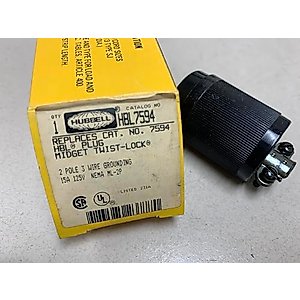 HUBBELL WIRING DEVICES HBL7594 Connector, Power Entry, Plug, 15A