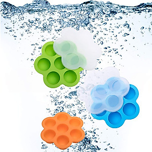 Silicone Egg Bites Molds with Lid for Instant Pot, 2 Packs (For 3qt (6.3"x6.3"x1.6"), Blue+Green)