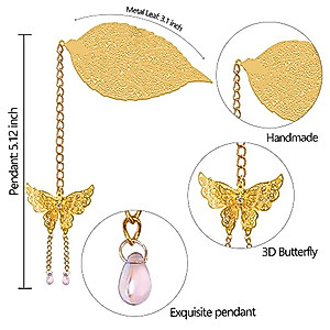 2 Pack Bookmarks Metal, Leaf Bookmarks with Pendant, Gifts for Adults and Kids,Perfect Kids Office School Reading and Gifts and Collections(Water Droplets)