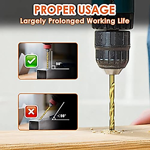 ENERTWIST 21 Pcs Titanium Twist Drill Bit Set,1/16"-1/2",135 Deg Tip High Speed Steel Drill Bit Kit for Metal/Steel/Wood/Cast Iron/Aluminum Alloy/Plastic/Fiberglass with Hard Storage