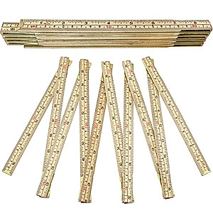 Folding Wood Ruler LUORNG 6 FT / 6 Inch Wooden Foldable Ruler with US and Metric Measurements for Carpenters, Wood Folding Ruler
