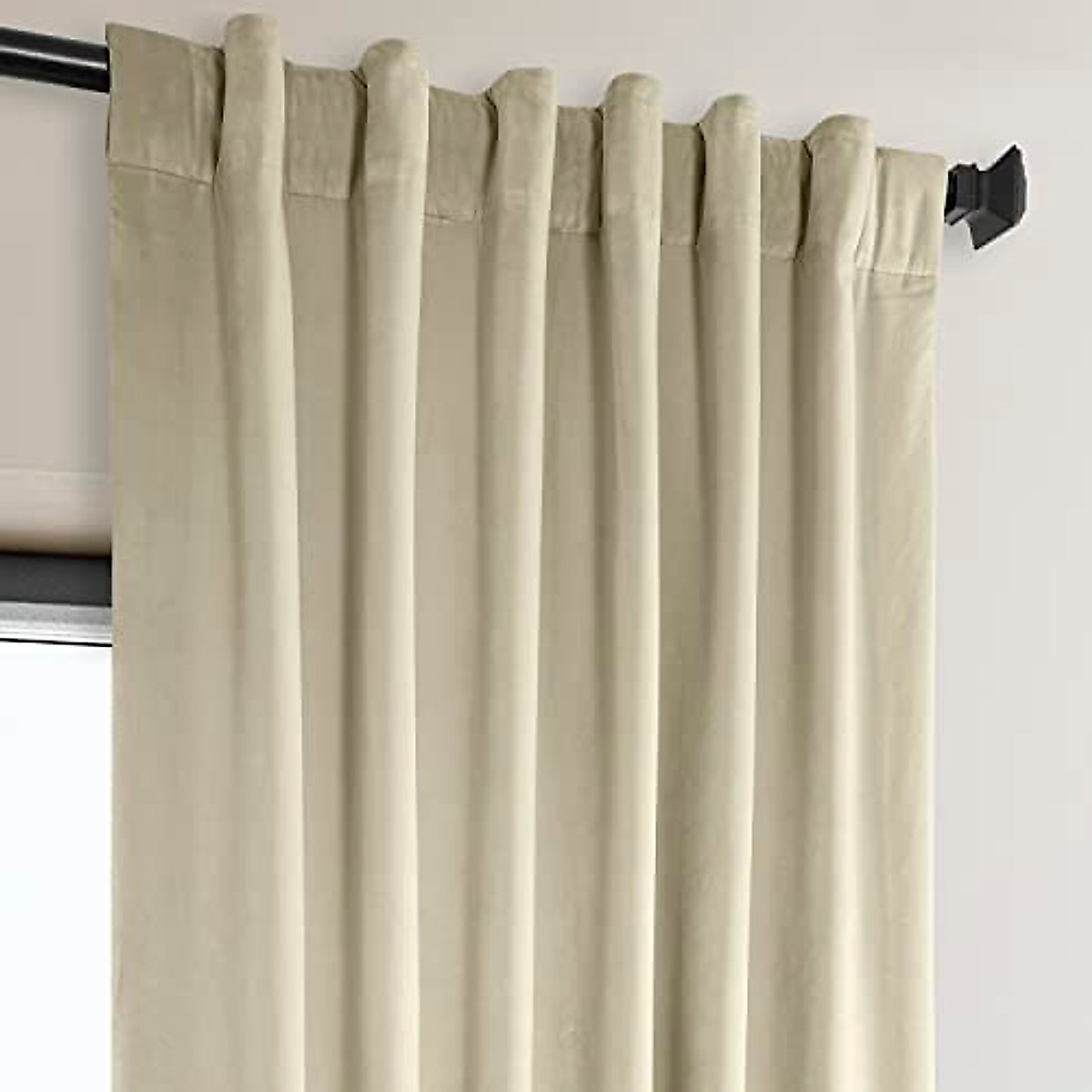 HPD HALF PRICE DRAPES Blackout Solid Thermal Insulated Window Curtain 50 X 84 Signature Plush Velvet Curtains for Bedroom & Living Room (1 Panel), VPYC-SBO161204-84, Angora Beige