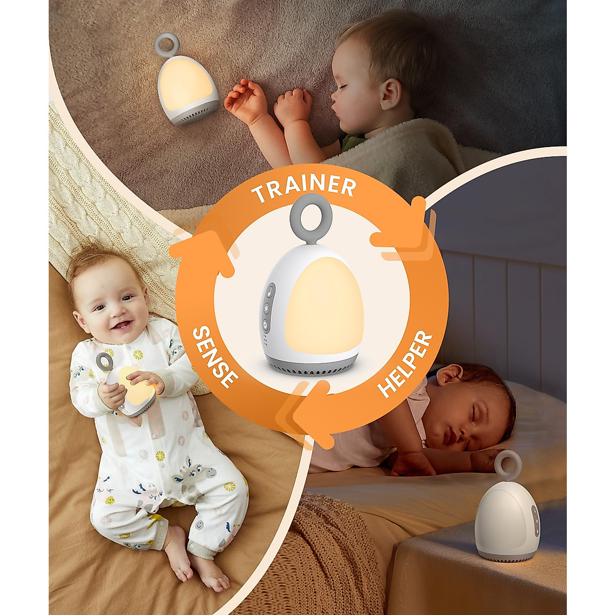 Dreamegg Baby Sound Machine, Portable Sound Machine for Sleeping with Night Light, Brown Noise, Lullaby, Child Lock, White Noise Machine Baby Sleep Soother for Home Travel Nursery Baby Registry Search