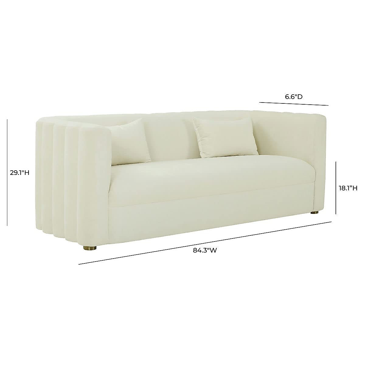 TOV Furniture Callie 29.1" H Modern Velvet Upholstered/Wood Sofa in Cream