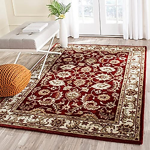 Safavieh Royalty Collection Area Rug - 8' x 10', Red & Ivory, Handmade Traditional Oriental Wool, Ideal for High Traffic Areas in Living Room, Bedroom (ROY244B)