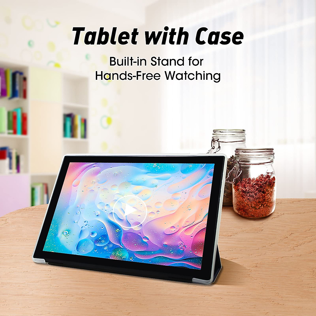 CWOWDEFU 10 Inch Tablet with Case,Android 11.0 Tablets (GMS Certified),3GB RAM 32GB ROM,6000mAh,AX WiFi 6 Tablet with 5MP+8MP Dual Camera,Quad-Core Processor and Dual Box Speakers (Black)