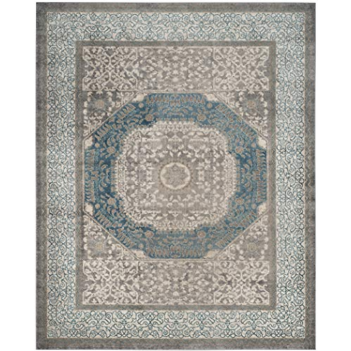 SAFAVIEH Sofia Collection 10' x 14' Light Grey/Blue SOF365A Vintage Oriental Distressed Non-Shedding Living Room Bedroom Dining Home Office Area Rug