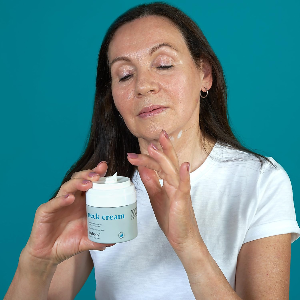 Baebody Firming Neck Cream with AHAs, CoQ10, Glycolic Acid, Green Tea for Sagging Skin, Fine Lines, Wrinkles, 1.7 Fl Oz