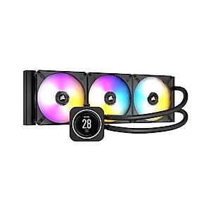 CORSAIR iCUE H150i ELITE LCD Display Liquid CPU Cooler-Custom IPS LCD Screen-48 Dynamic RGB LEDs-120mm Fans-360mm Radiator-COMMANDER CORE Smart Lighting Controller