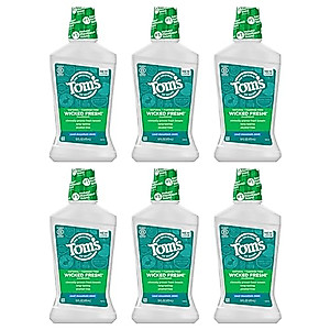 Tom's of Maine Natural Wicked Fresh Alcohol-Free Mouthwash, Cool Mountain Mint, 16 oz. 6-Pack (Packaging May Vary)