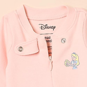 Amazon Essentials Disney | Marvel | Star Wars | Princess Baby Girls' Cotton Coveralls, Pack of 3, Alice Tea Party, 6-9 Months