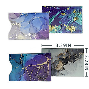 DEEZOMO 10 PCS RFID Blocking Sleeves, Credit Card Holder for Women Men Protect Cards Identity from Electronic Theft Travel Case Set (Marble Style