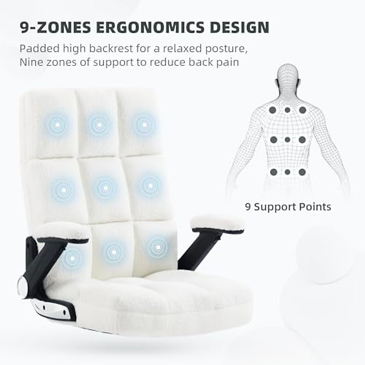 YAMASORO High Back Ergonomic Office Chair,Modern Computer Desk Chairs with Flip-up Armrests, Faux Fur Executive Swivel Rolling Chair (White)
