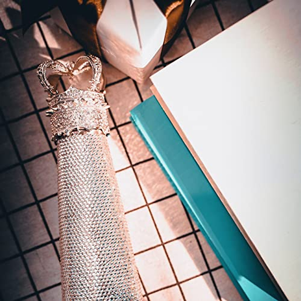 Luxury Diamond Water Bottle Bling Rhinestone Water Bottle Reusable Insulated Stainless Steel Bling Premium Aesthetic Gift (Princess, silver)