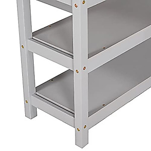 BIADNBZ Twin Size Loft Bed with Under-Bed Desk and Storage Shelves, Wooden LoftBed Frame for Kids Teens Bedroom, Gray