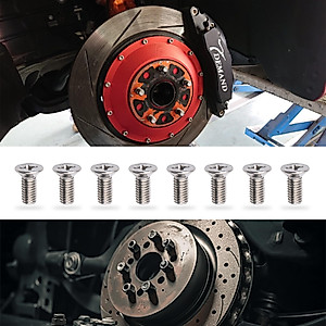 Dickno 8 PCS Stainless Steel Brake Disc Rotor Screws, Car Retaining Screw Kit for Front and Rear, OEM 936000-6014-0H Replacement Accessories for K3, City, Civic, Accord, Odyssey