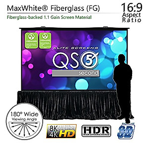 Elite Screens QuickStand 5-Second Series, 180-INCH 16:9, Manual Pull Up Projector Screen, Movie Home Theater 8K / 4K Ultra HD 3D Ready, 2-YEAR WARRANTY, QS180HD