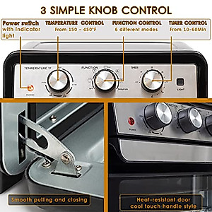 Air Fryer Oven, 6-in-1 Toaster Oven 23 Quart, Airfryer Toaster Oven For Roast, Bake, Broil, Stainless Steel Accessories Included, Convection Oven Countertop (Black) By Moss & Stone.