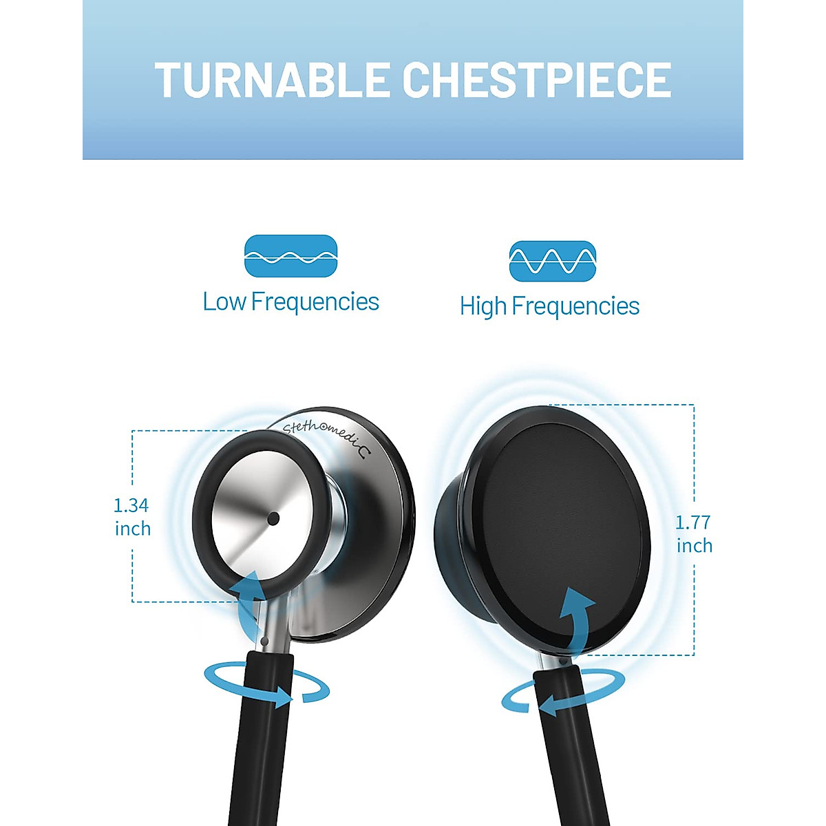 FriCARE Dual Head Stethoscope - Stethoscopes for Nurses, Medical Students - Classic Estetoscopio EMT/CMA Study Kit Accessories, StethoMedic Essentials, Prompt Customer Care, Mirror Black Tube, 30 inch