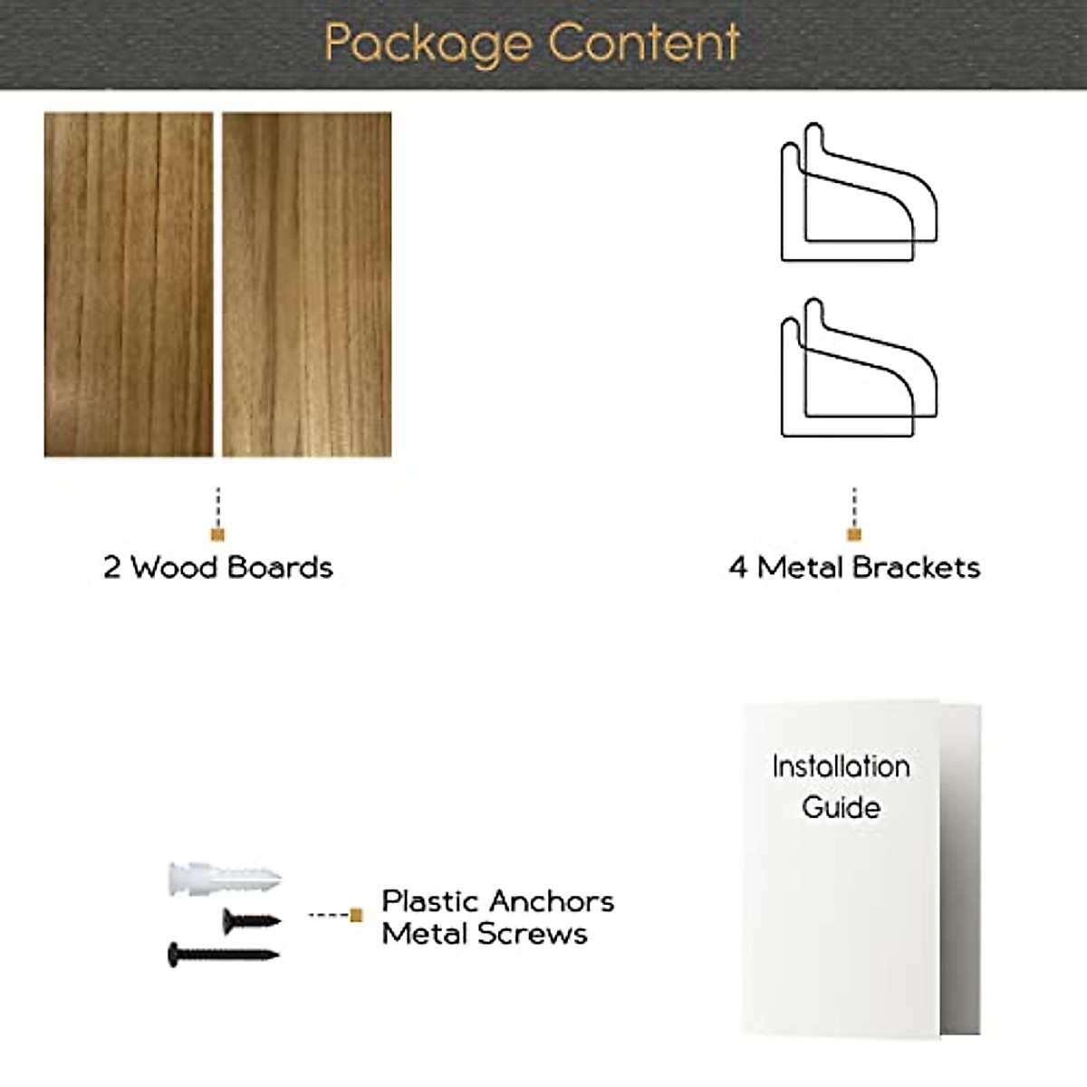 You Have Space Prato 9" Floating Shelves for Living Room Decor, Small Book Shelves for Bedroom, Bathroom & Kitchen Organization and Storage Shelves for Wall, Burnt, Set of 2