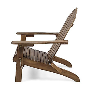Christopher Knight Home Cara Outdoor Foldable Acacia Wood Adirondack Chair, Dark Brown Finish