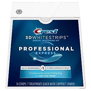 Crest 3D Whitestrips, Profressional Express, Teeth Whitening Strip Kit, 14 Strips (7 Count Pack)